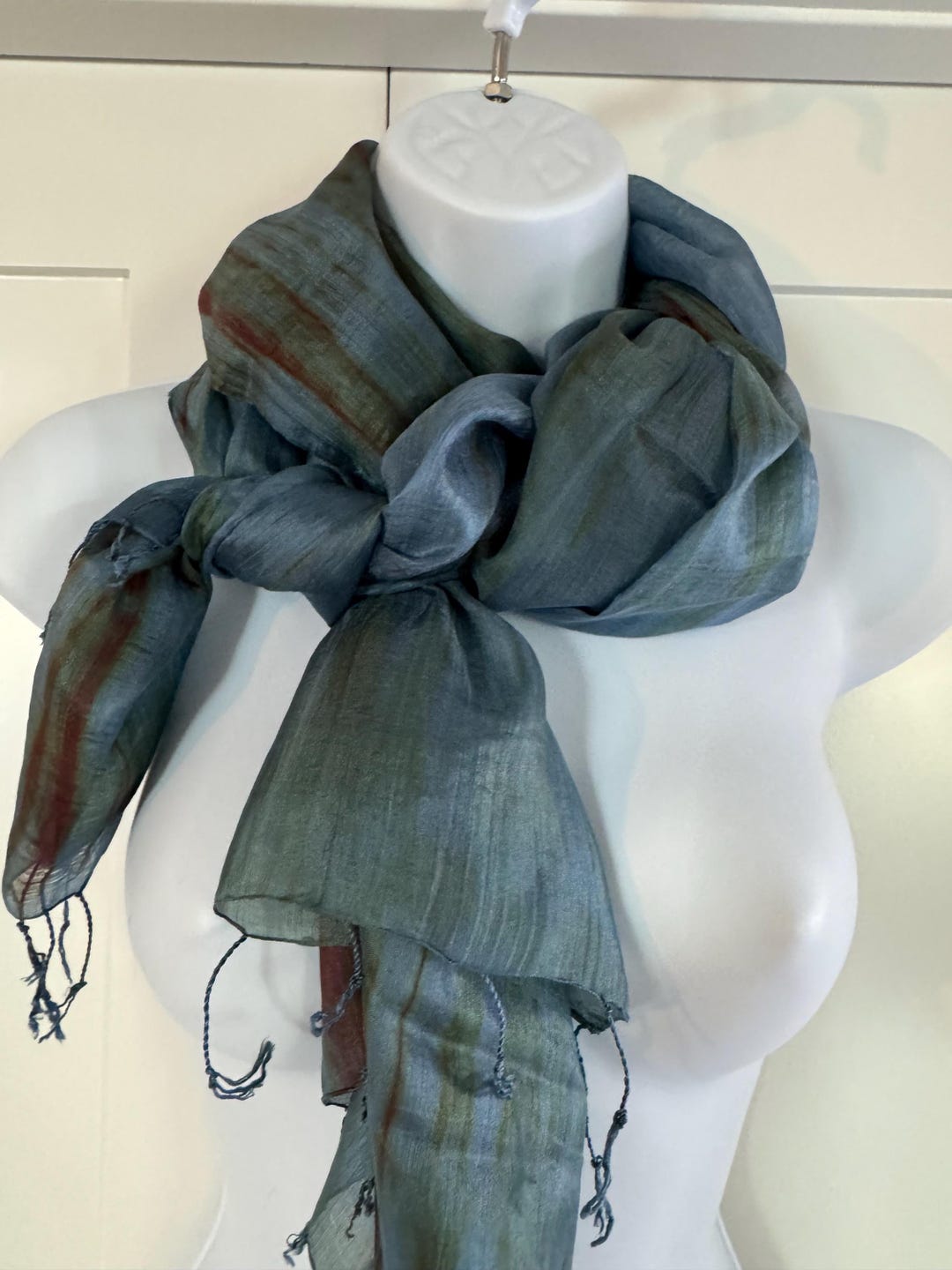 Blue and Copper Silk Scarf - Etsy