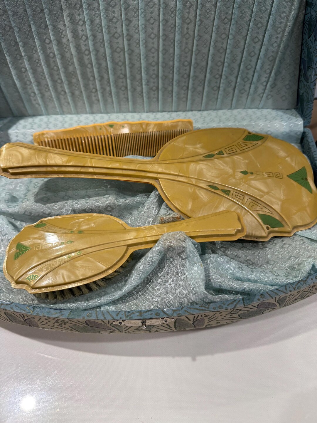 Antique Bakelite Art Deco Vanity Set , Mirror, Brush, Comb, Original ...