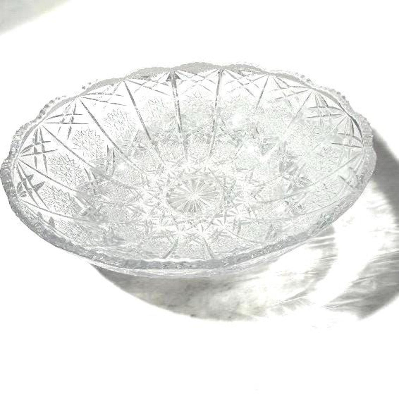 Antique American Brilliant Cut Glass Bowl: Hobstar & Fan Pattern - Etsy