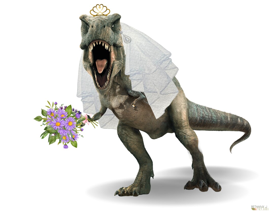T-rex Dinosaur Bride Bridezilla Wedding Print Wall Hanging Gift - Etsy