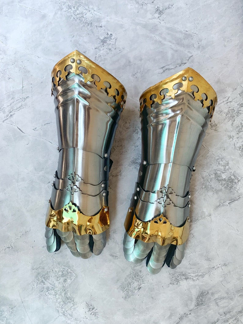 Medieval Gothic Gloves Set Steel Gothic Armor Gloves Set Costume Gloves ...