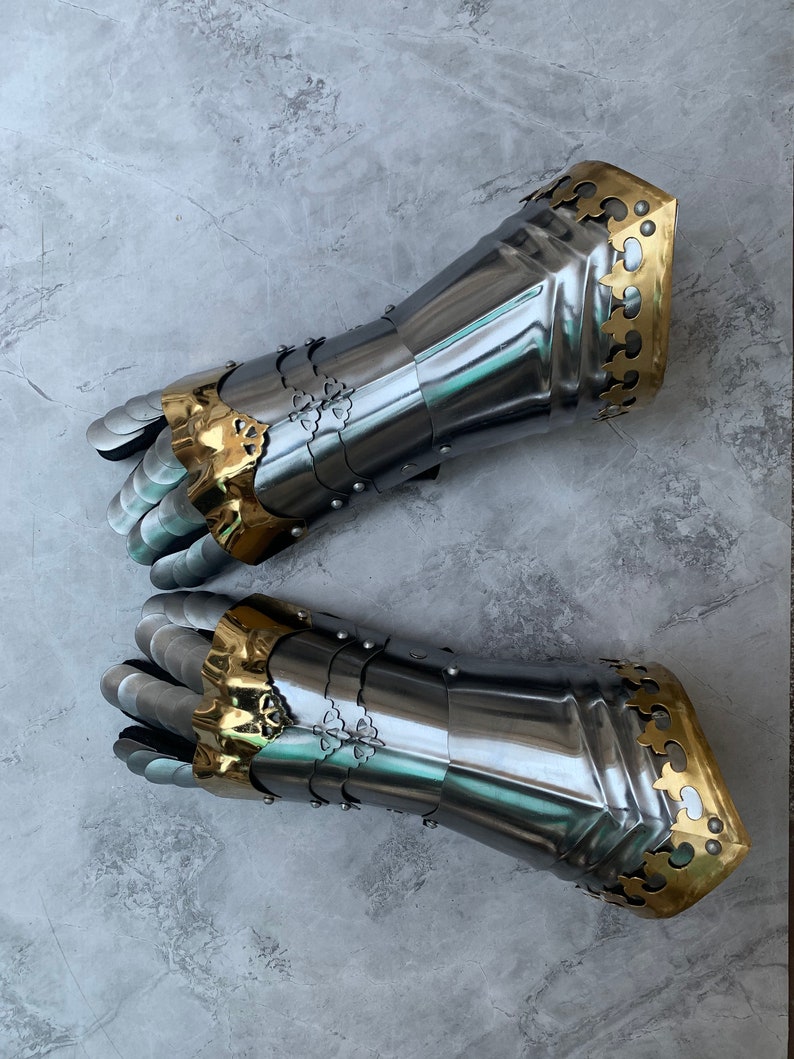 Medieval Gothic Gloves Set Steel Gothic Armor Gloves Set Costume Gloves ...