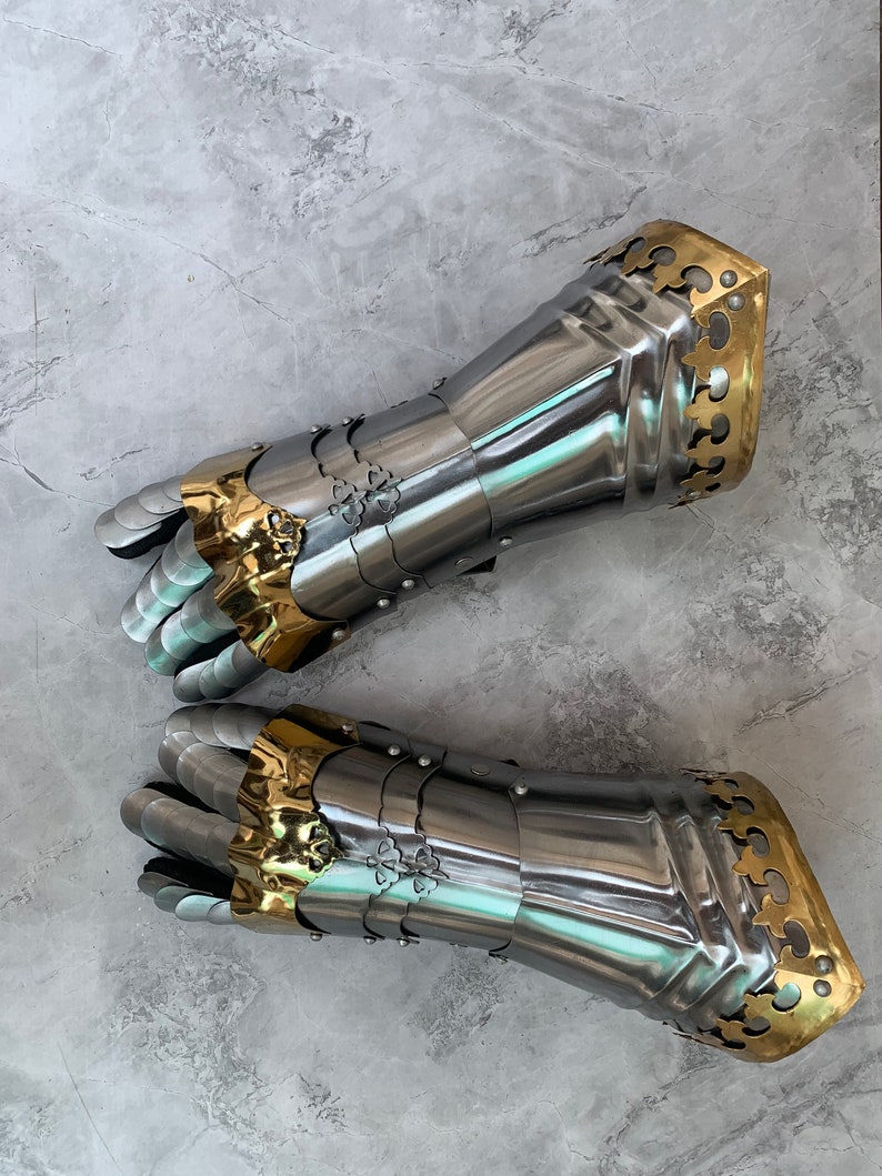 Medieval Gothic Gloves Set Steel Gothic Armor Gloves Set Costume Gloves ...