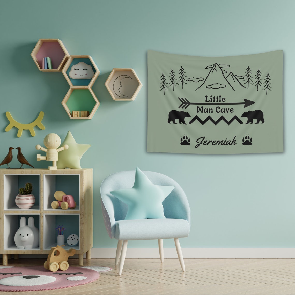 Camping Tapestry Wall Art for Boy Nursery Decor Gift Idea Animal Theme ...