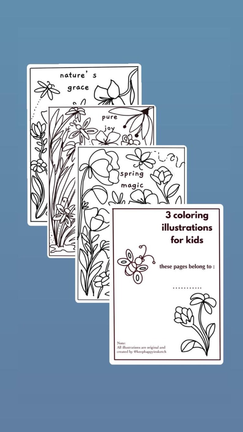 Kids Spring Flower Coloring Pages: Printable Illustrations (PDF File ...