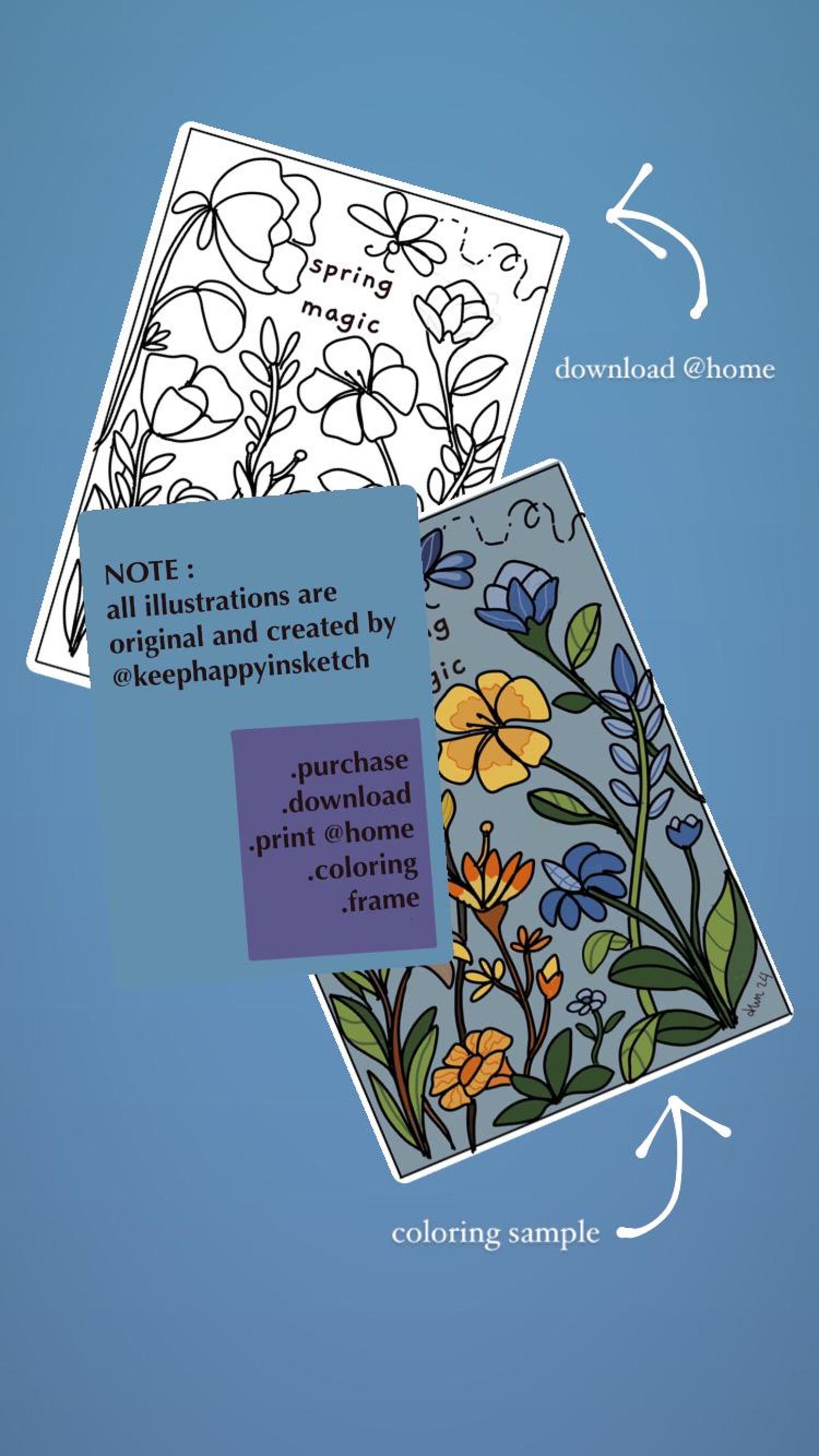 Kids Spring Flower Coloring Pages: Printable Illustrations (PDF File ...