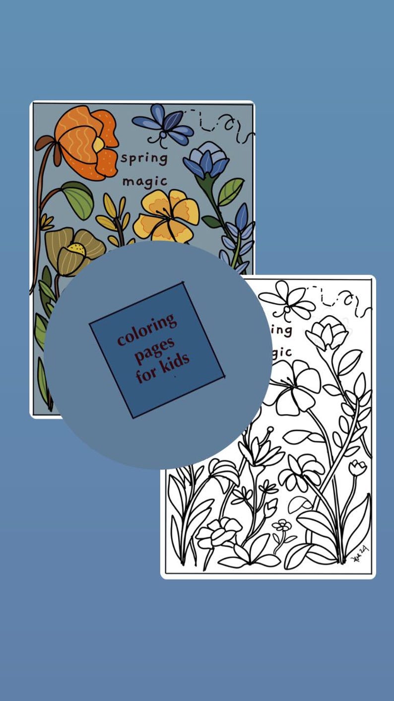 Kids Spring Flower Coloring Pages: Printable Illustrations (PDF File ...