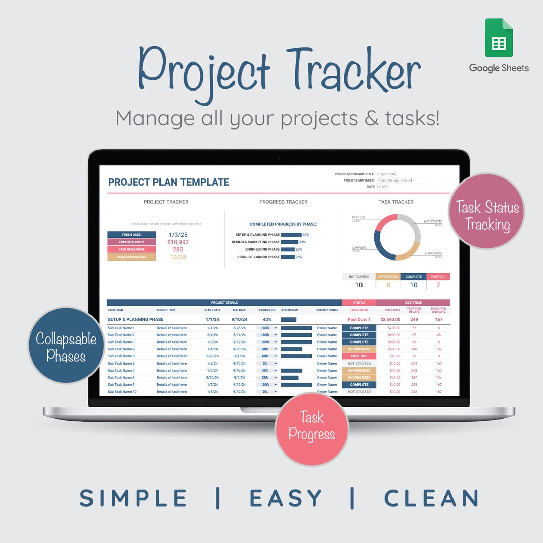 Ultimate Easy Project Tracker Template in Google Sheets - Etsy