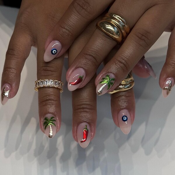 Palm Tree Nails - Etsy