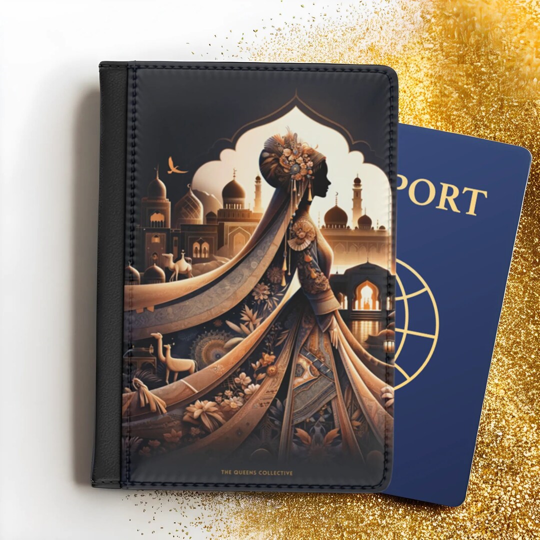 Arabic Queen Passport Cover Holder Faux Leather Travel Wallet, Eid Gift ...
