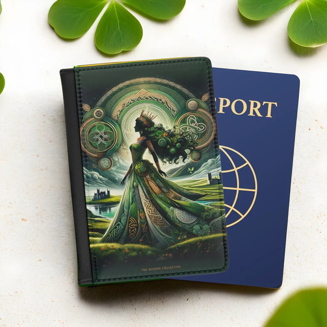 Irish Queen Passport Cover Holder - Faux Leather Travel Wallet, Irish ...