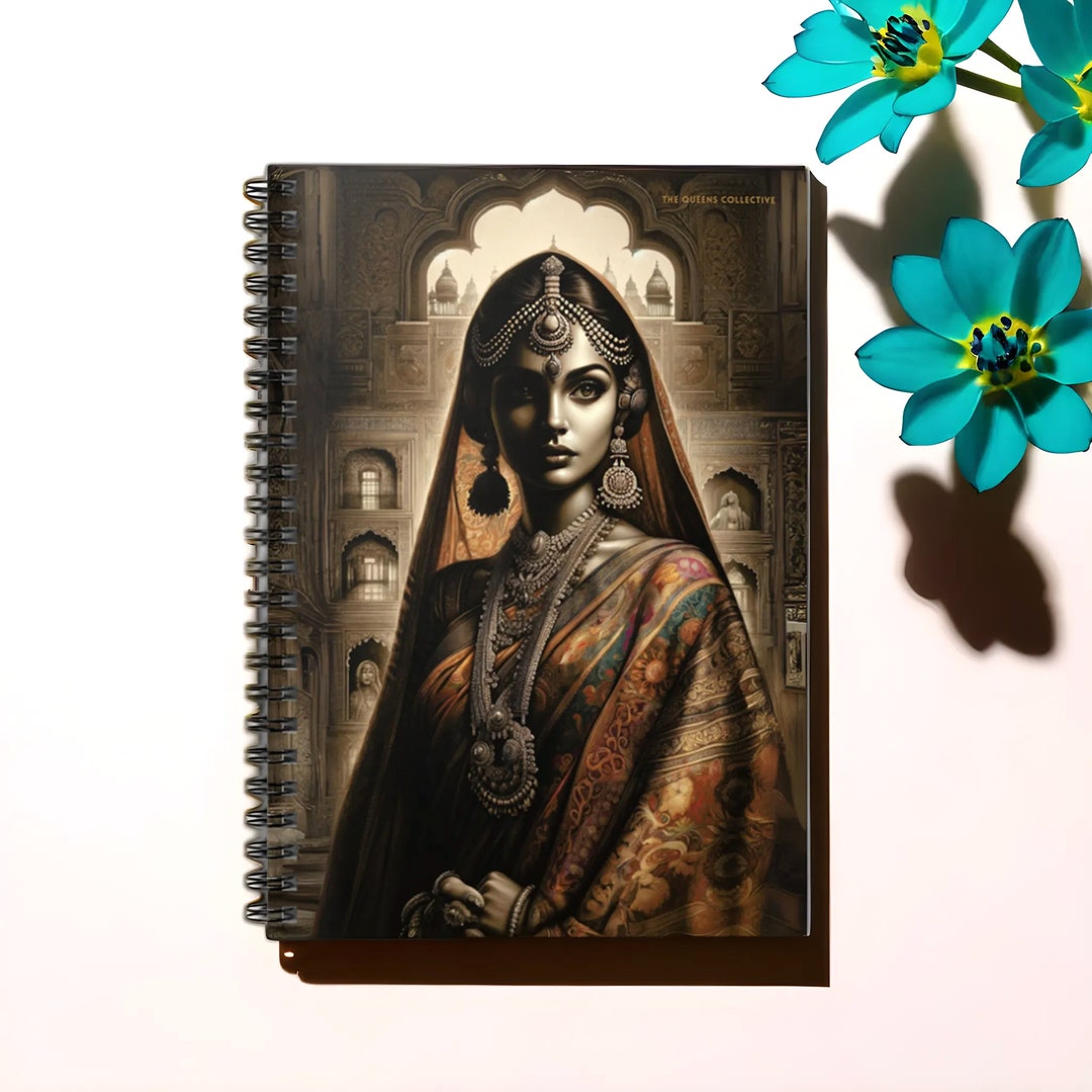 Indian Queen Spiral Notebook Ruled Lined Pages, Diwali Gift, Stylish ...