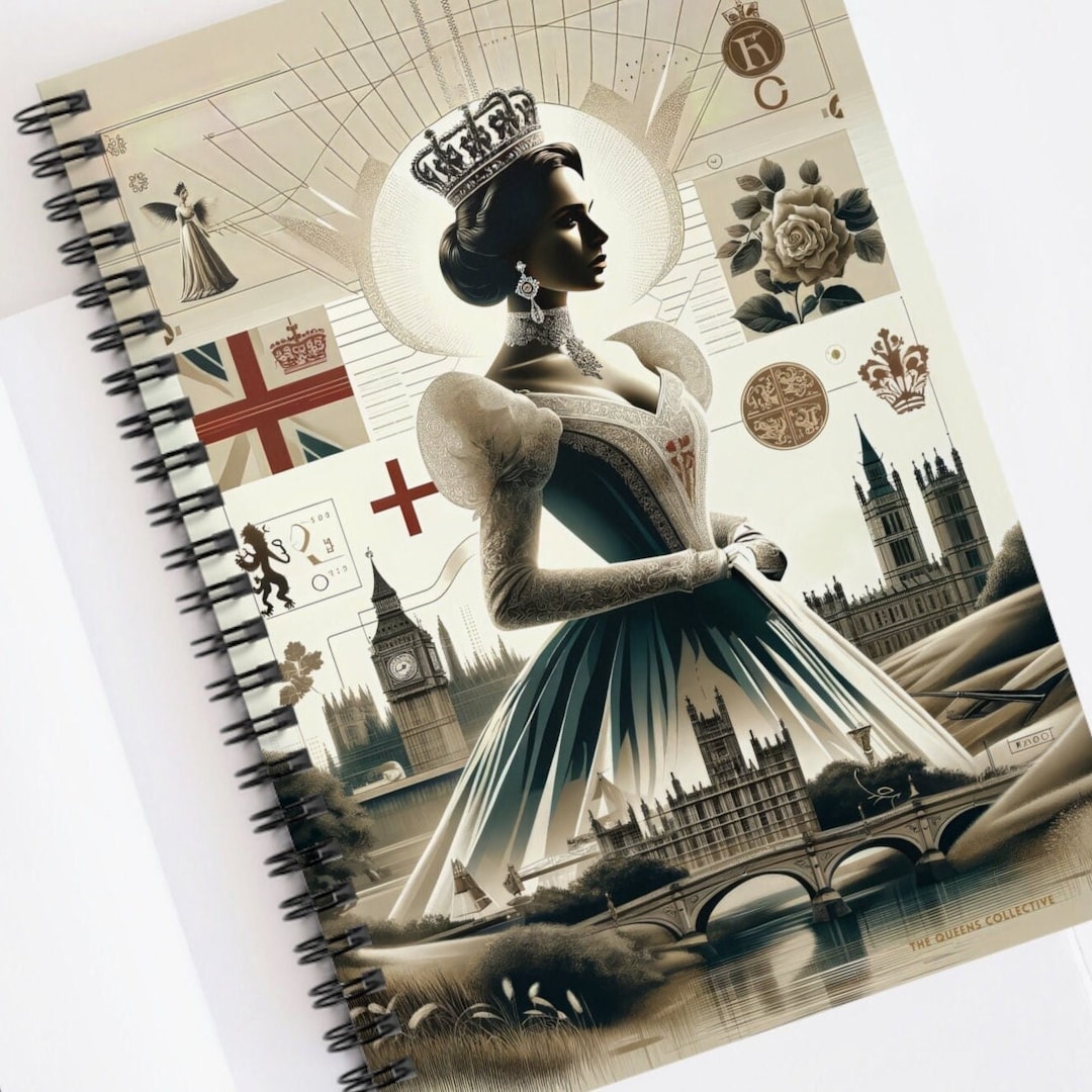 Vintage Queen Spiral Notebook - Elegant British Royal Design, Premium ...