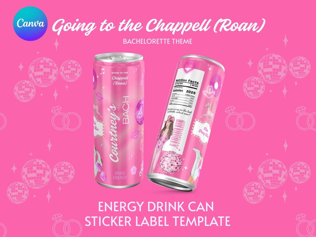 Bachelorette Party Energy Drink Can Label Template - Canva Customizable ...