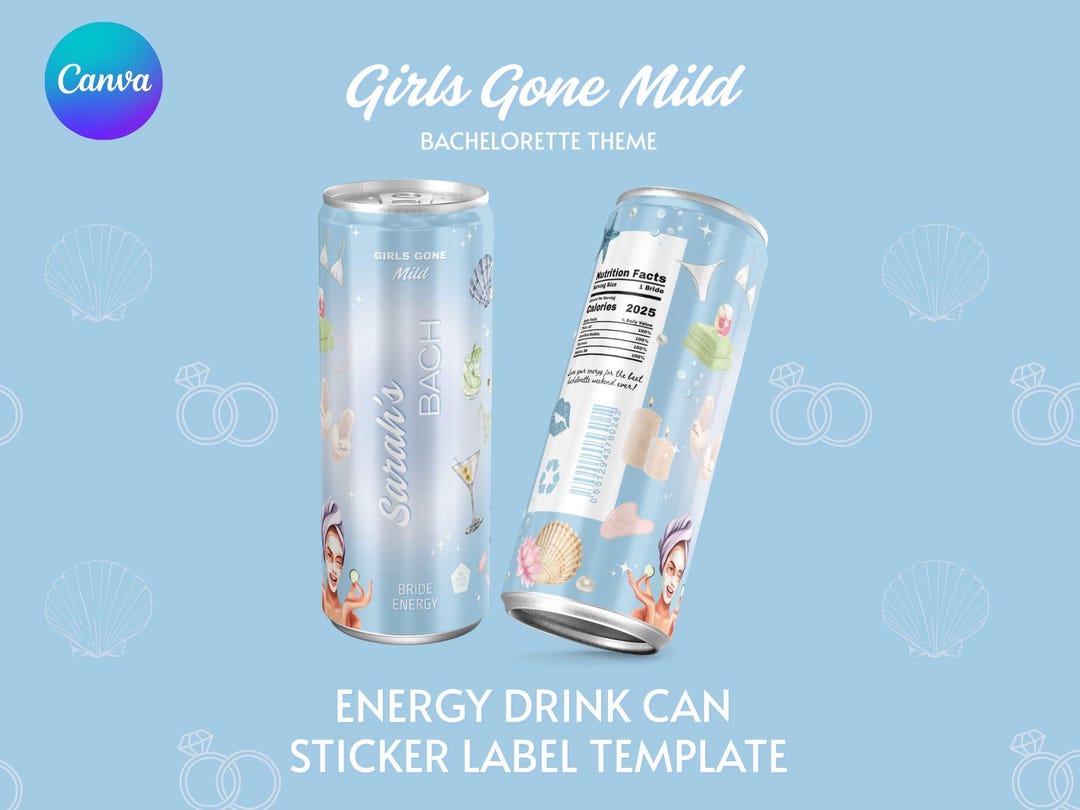 Bachelorette Party Energy Drink Can Label Template - Canva Customizable ...