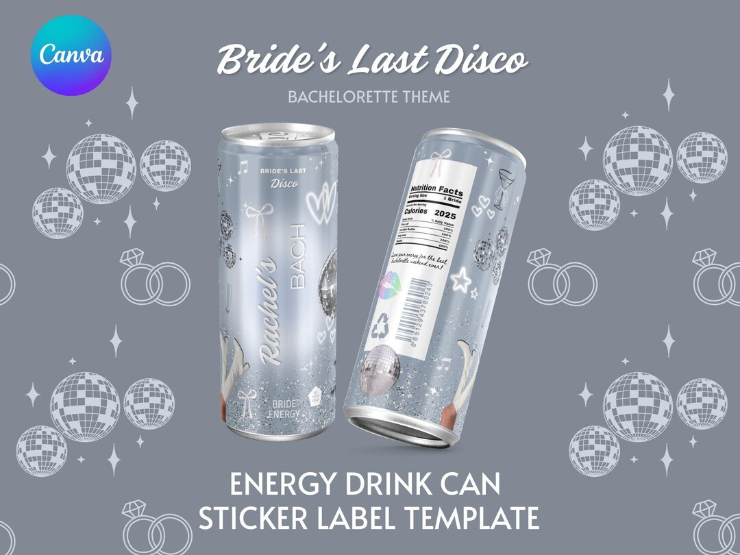 Bachelorette Party Energy Drink Can Label Template - Canva Customizable ...