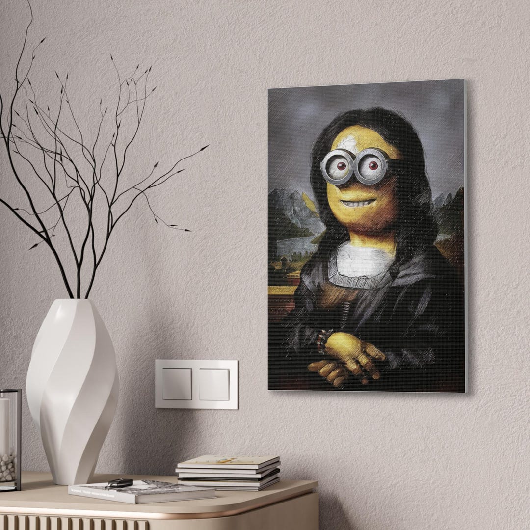 Canvas Stretched, Minion Mona Lisa Art Print, Despicable Me Painting ...