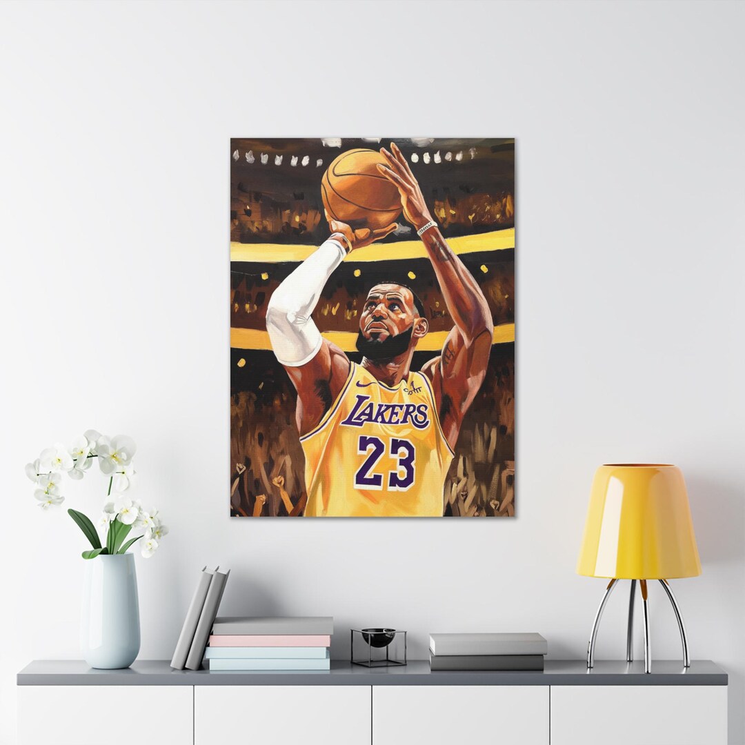 Lebron James Lakers Painting Wall Art Sports Fan Home Room Decor ...