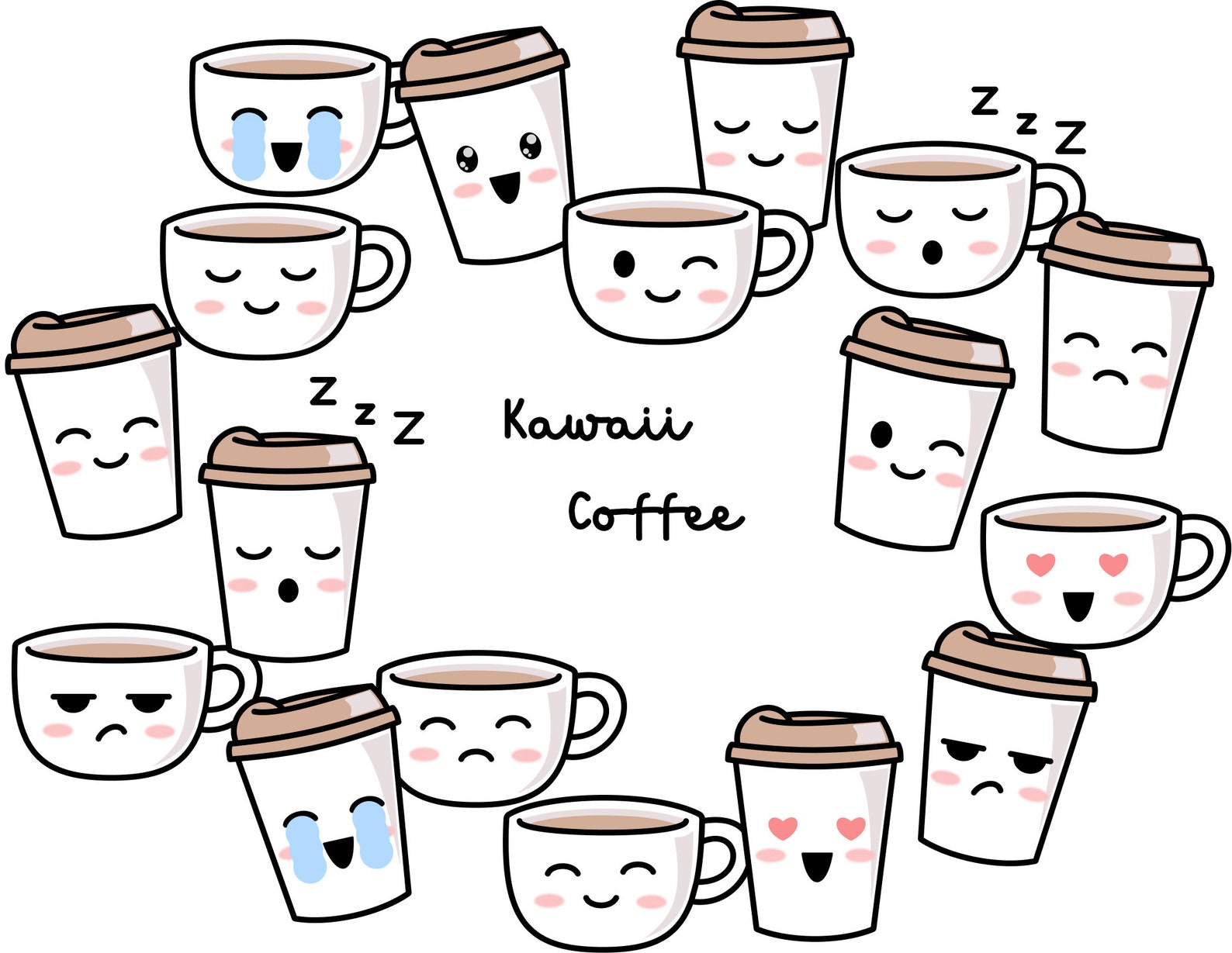 Kawaii Cute Coffee Svg - Etsy