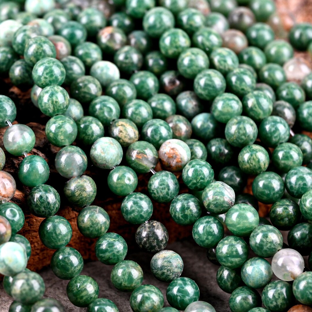 Natural African Emerald Green Impression Jasper Smooth Round Beads for ...
