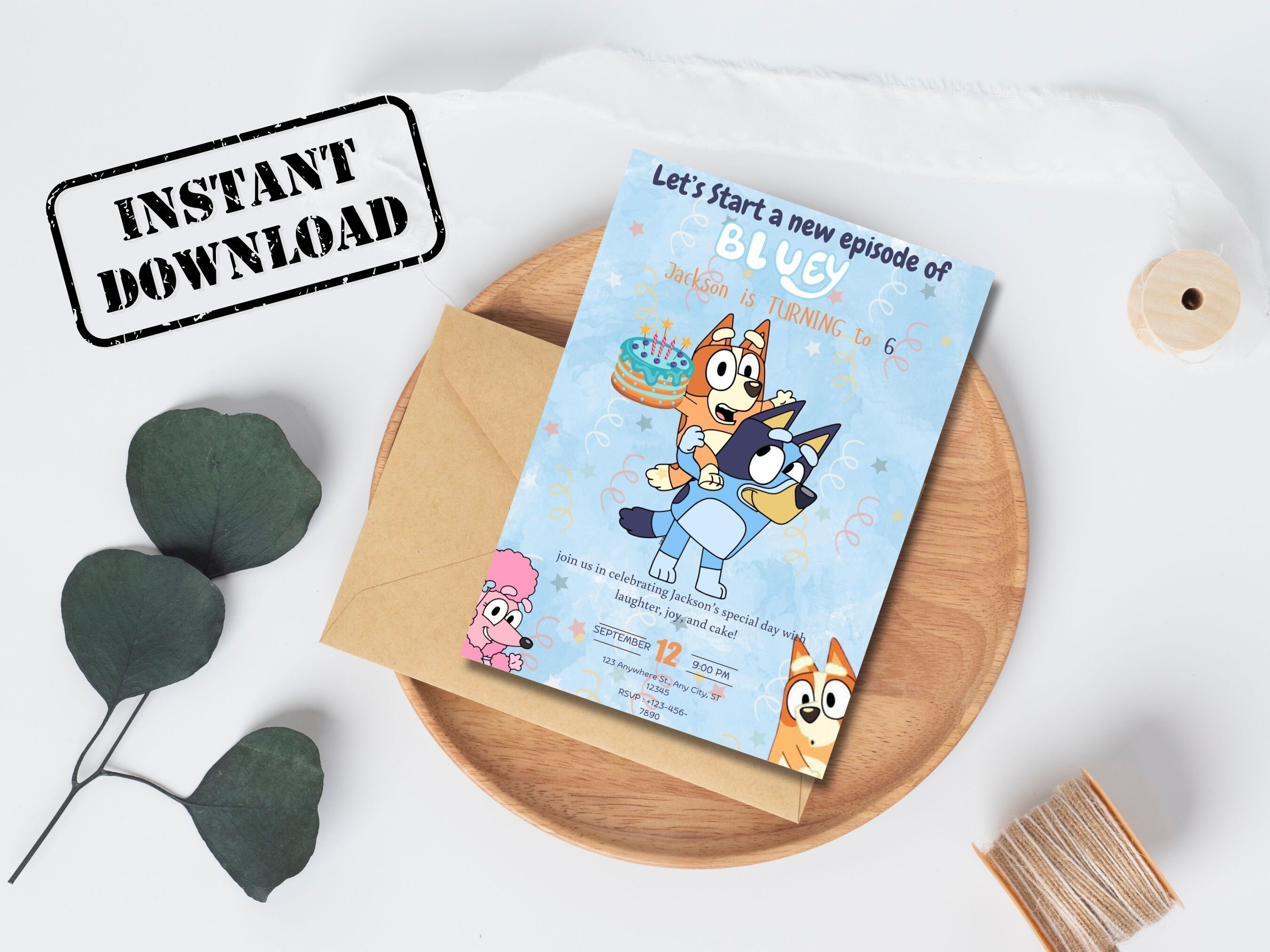 Kids Editable Bluey Birthday Invitations Template, Printable Birthday ...