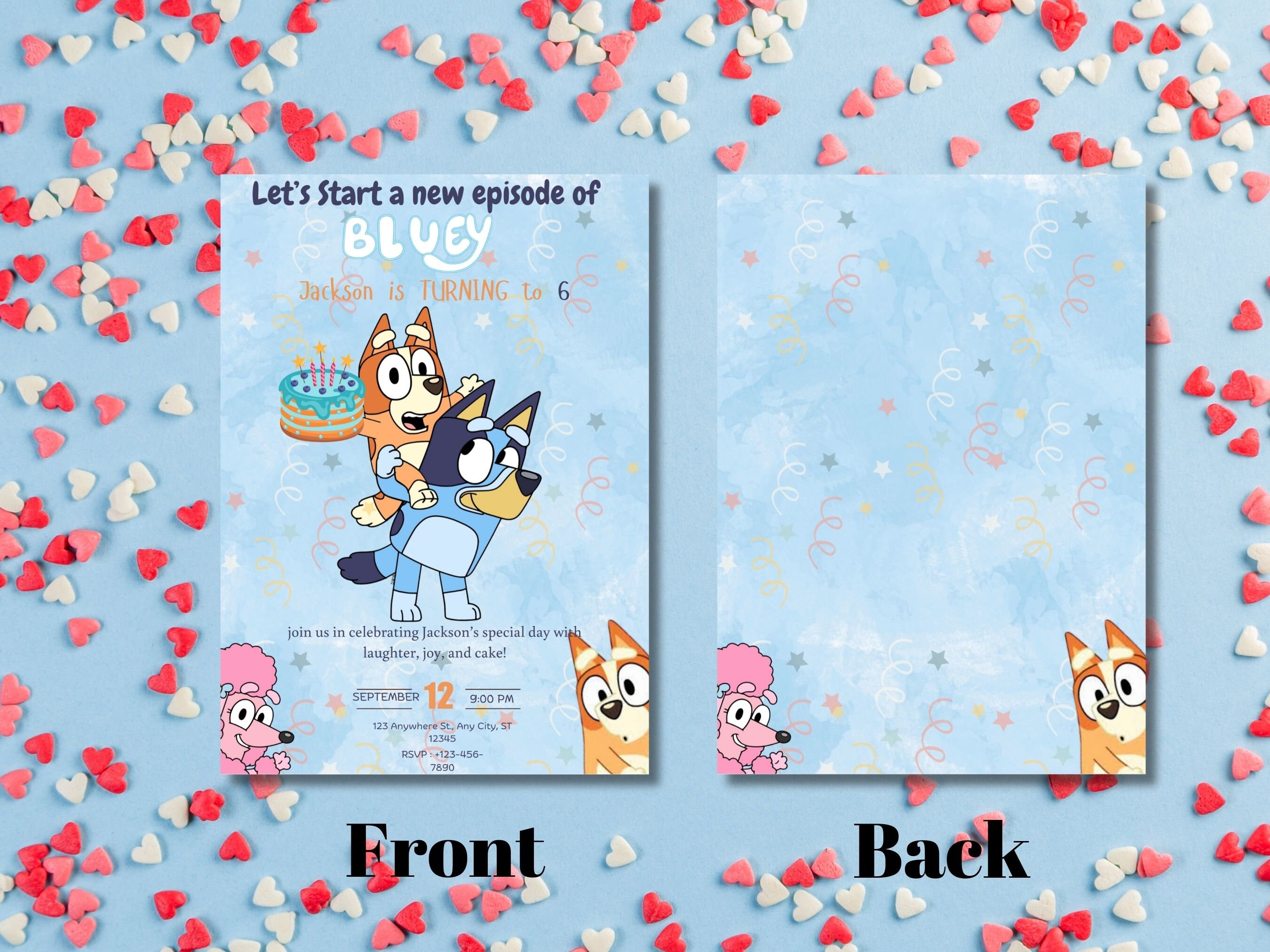 Kids Editable Bluey Birthday Invitations Template, Printable Birthday ...