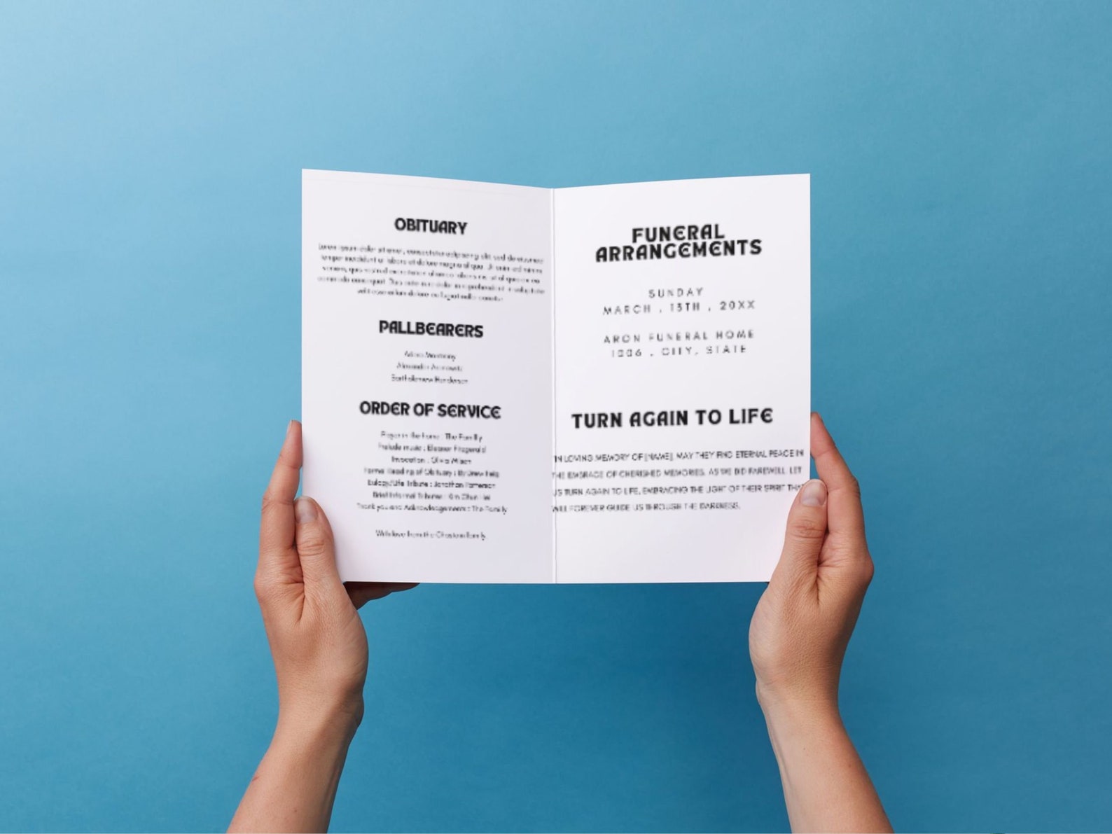 Minimalist Funeral Program Template, Simple Memorial (digital Download ...