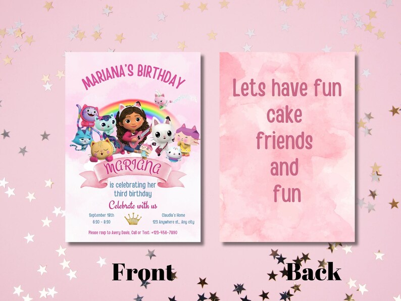 Editable Gabbys Dollhouse Birthday Invitation Template, Printable ...