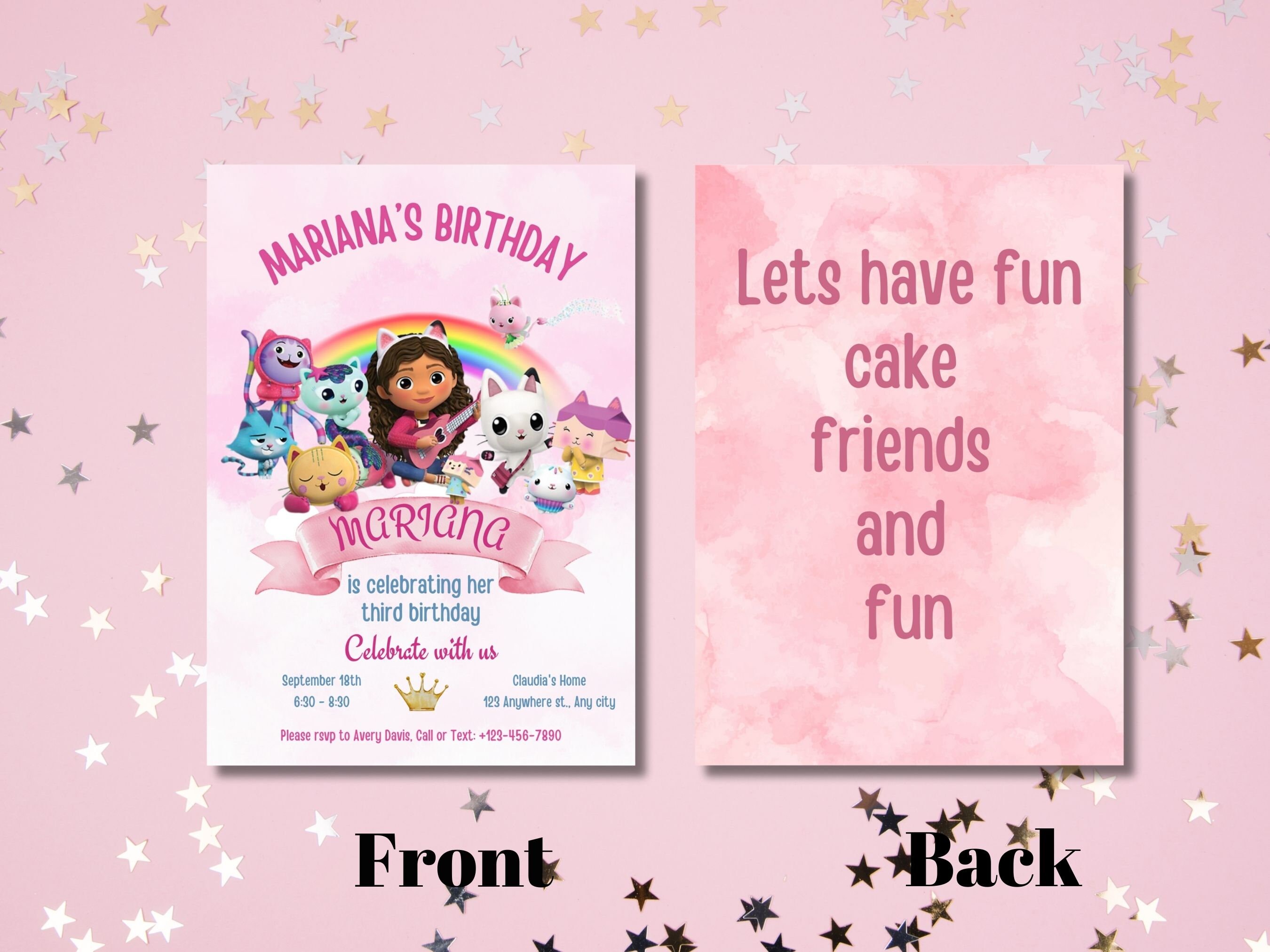 Editable Gabbys Dollhouse Birthday Invitation Template, Printable ...