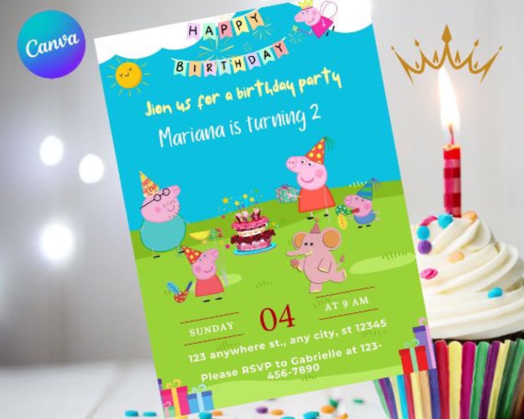 Editable Pig Birthday Invitation, Kids Birthday Invite, Pig Birthday ...