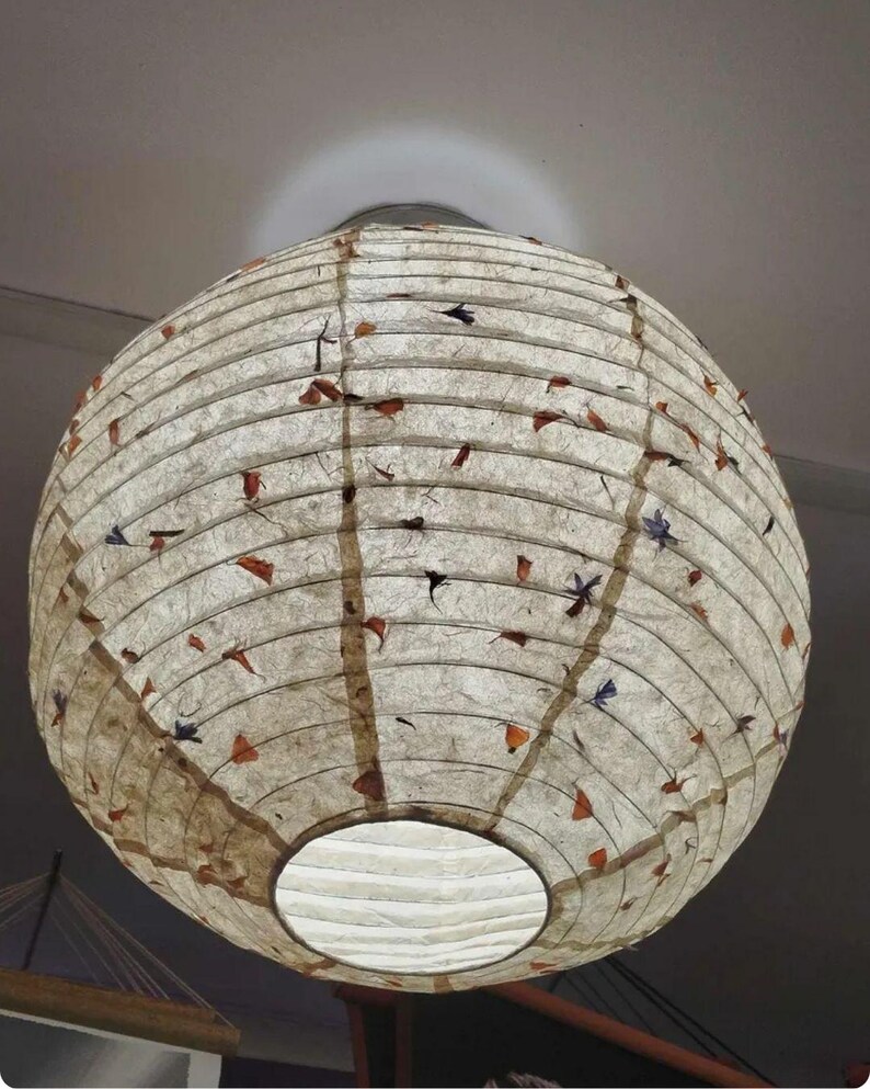 Handmade Paper Lampshade Pressed Fern & Leaves Design Rice Paper ...