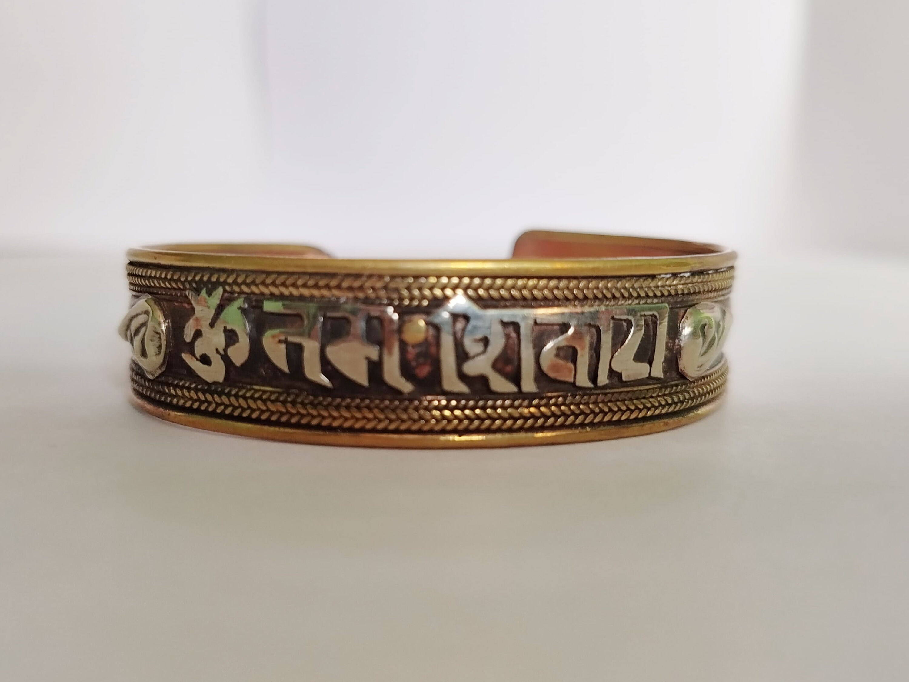 Copper Bracelet OM NAMAH SHIVAY Carved Bracelet Handmade Bracelet Pure ...
