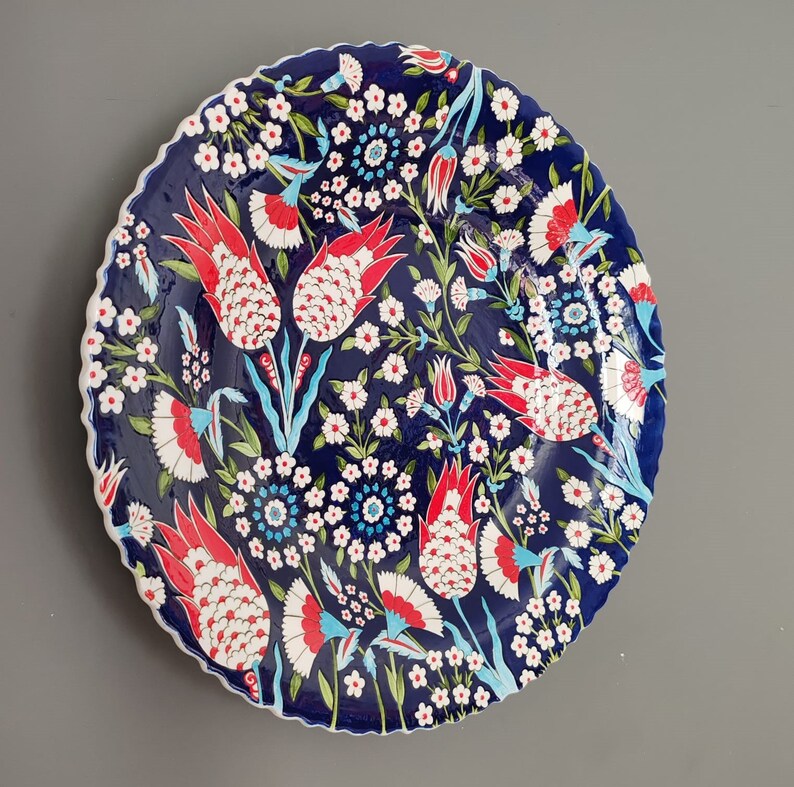Turkish Ceramic Plate Handmade by Traditional "Çini" Art 40 Cm (15.7 ...