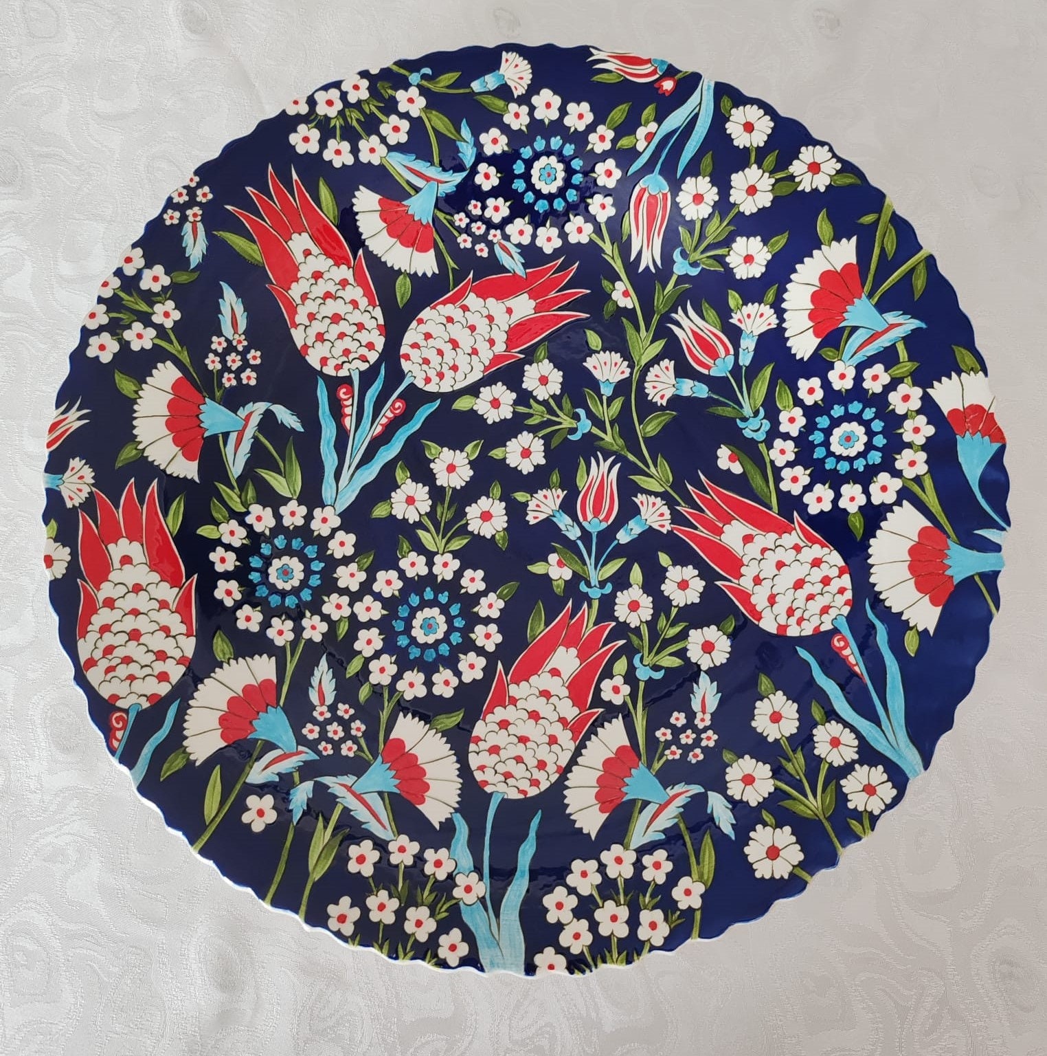 Turkish Ceramic Plate Handmade by Traditional "Çini" Art 40 Cm (15.7 ...