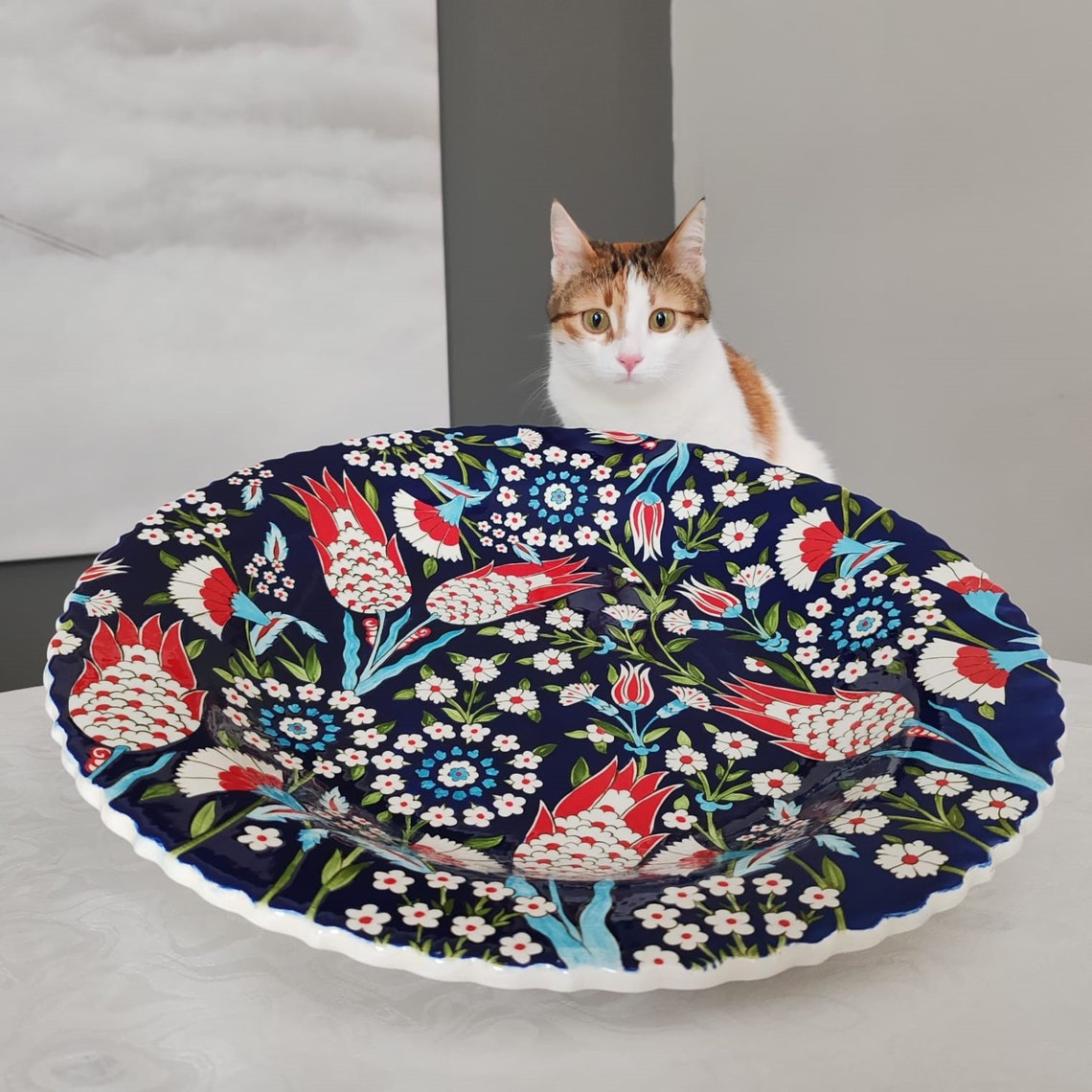 Turkish Ceramic Plate Handmade by Traditional Çini Art 40 Cm 15.7 ...