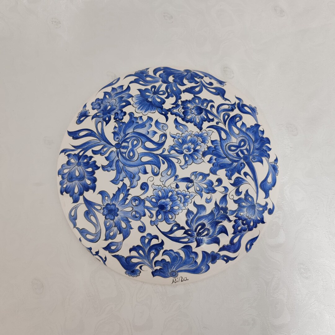 Turkish Ceramic Tombak Board, Handmade by Traditional Çini Art, Named ...