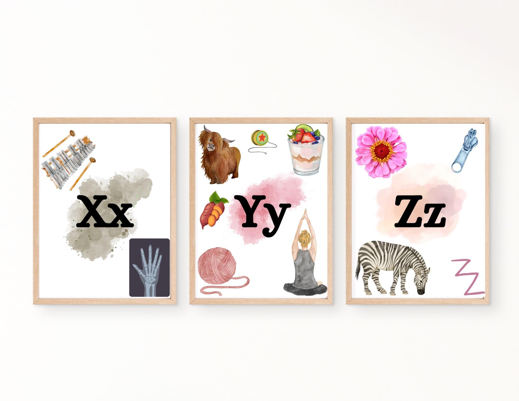 Alphabet Posters Set | Watercolor Vintage Style | Educational Posters ...