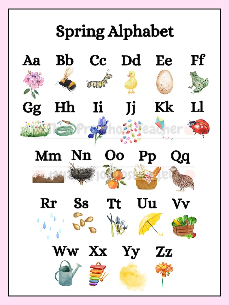 Alphabet Posters for Preschoolers - Seasonal Watercolor ABC Set - Learn ...