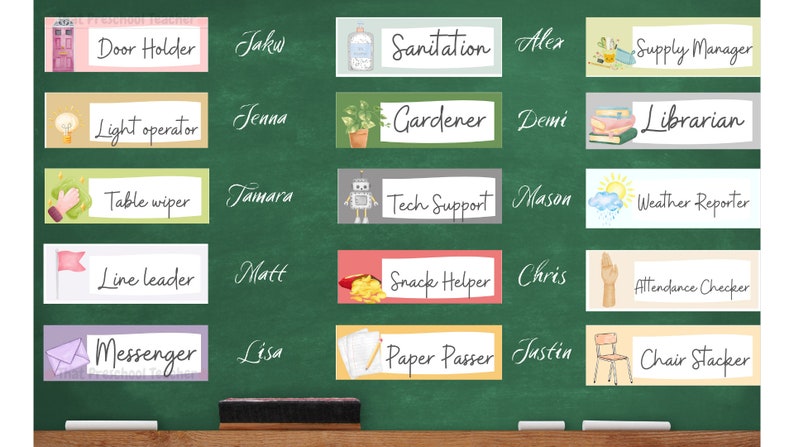 Classroom Jobs - Watercolor Vintage Theme - Etsy