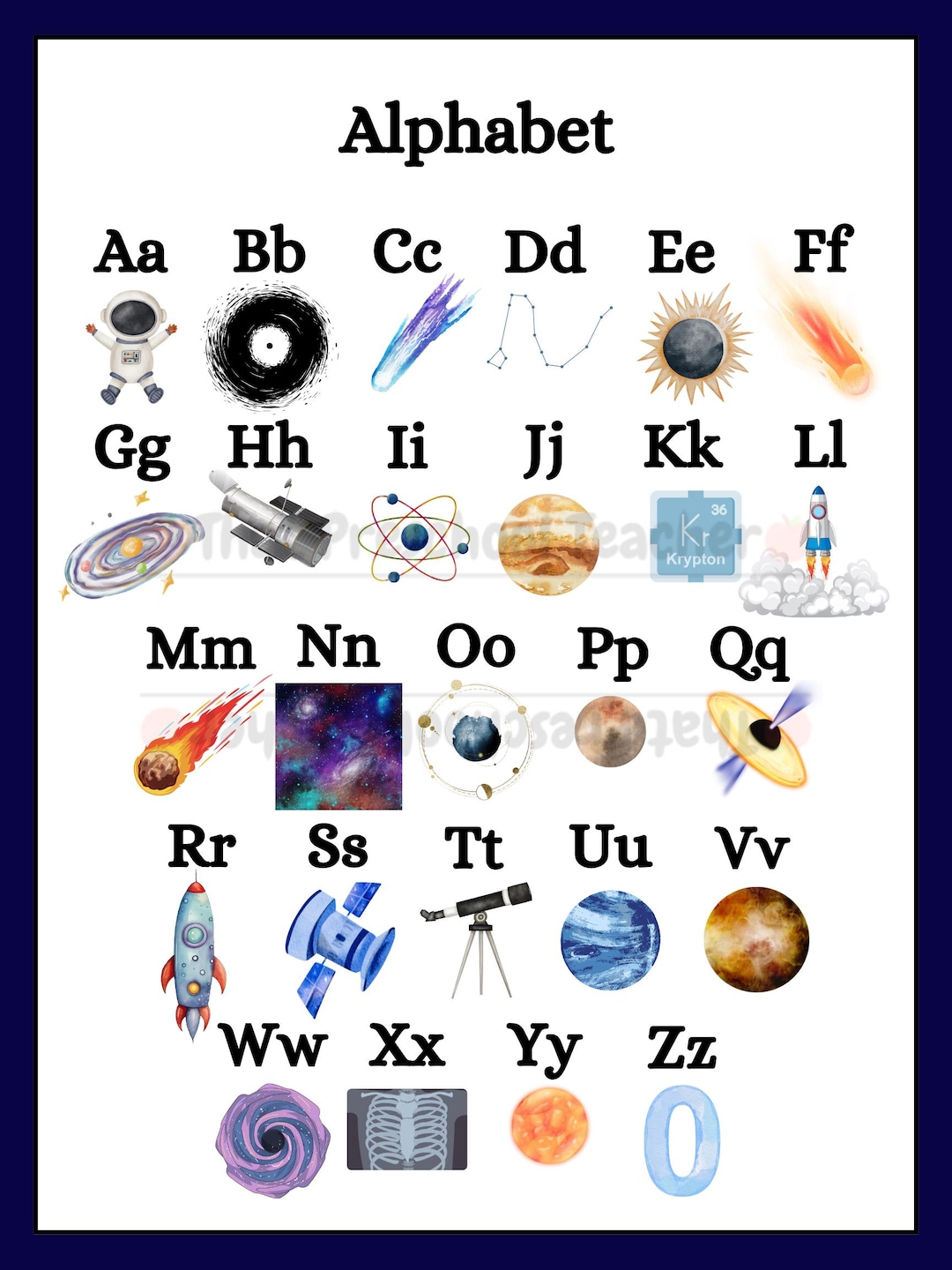 Alphabet Poster for Preschoolers - Space Theme - Learn the Alphabet ...