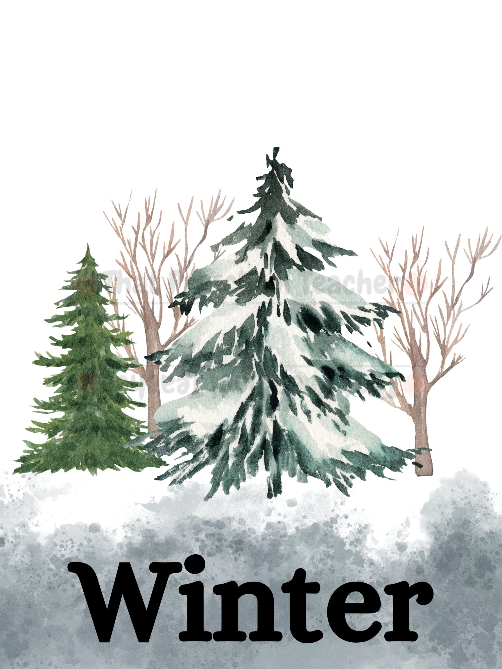 Watercolor Seasons Classroom Posters Set Educational Wall Art for Kids ...