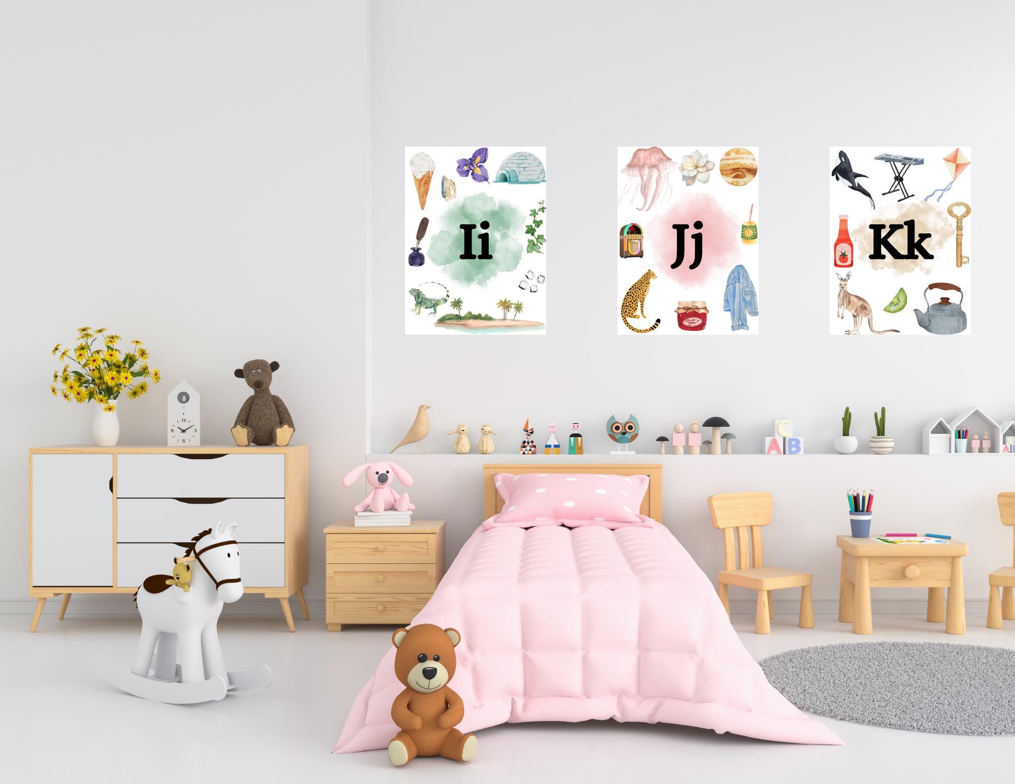 Alphabet Posters Set | Watercolor Vintage Style | Educational Posters ...