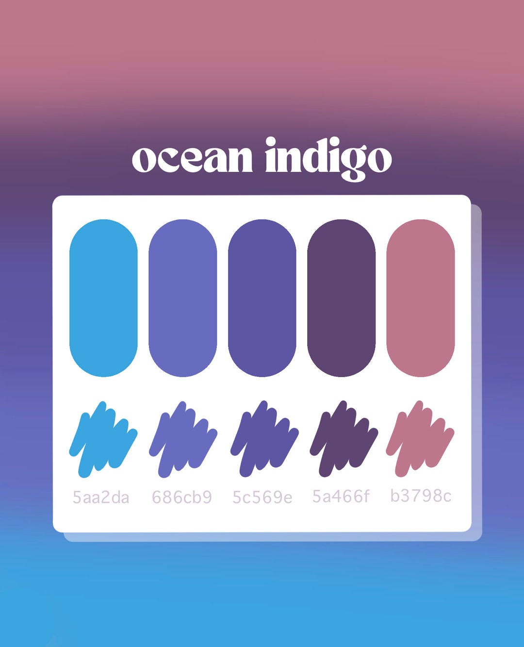 Ocean Indigo Digital Art Color Palette With Hex Codes - Etsy