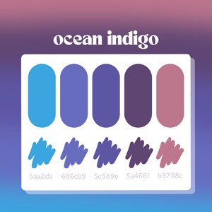 Ocean Indigo Digital Art Color Palette With Hex Codes - Etsy