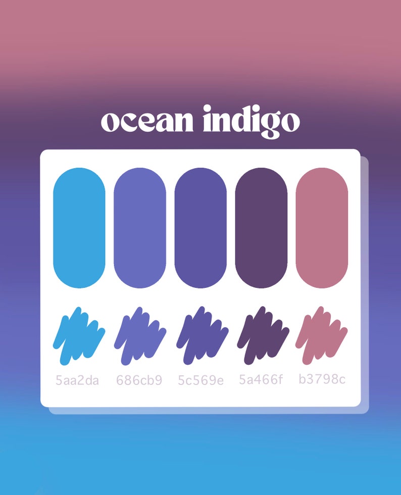 Ocean Indigo Digital Art Color Palette With Hex Codes - Etsy