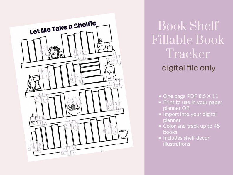 Book Shelf Reading Journal Book Tracker - Digital PDF Printable - Track ...