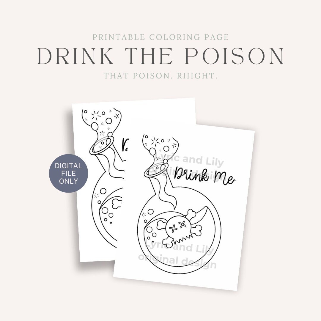 Drink the Poison Printable Coloring Page Witchy Goth - Etsy Australia