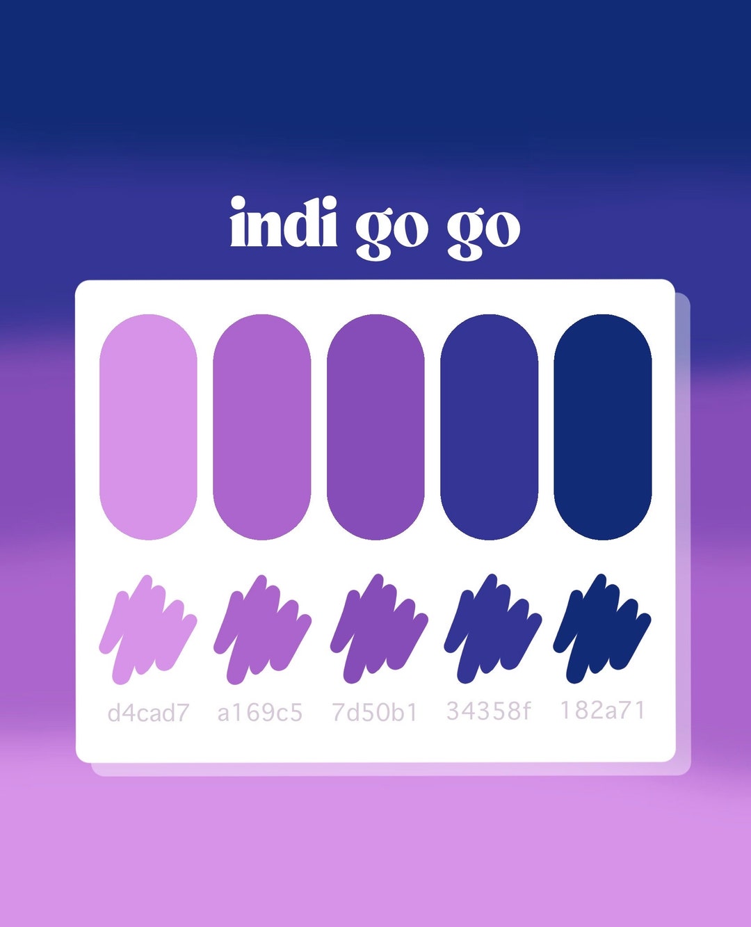 Indi Go Go Digital Art Color Palette With Hex Codes - Etsy