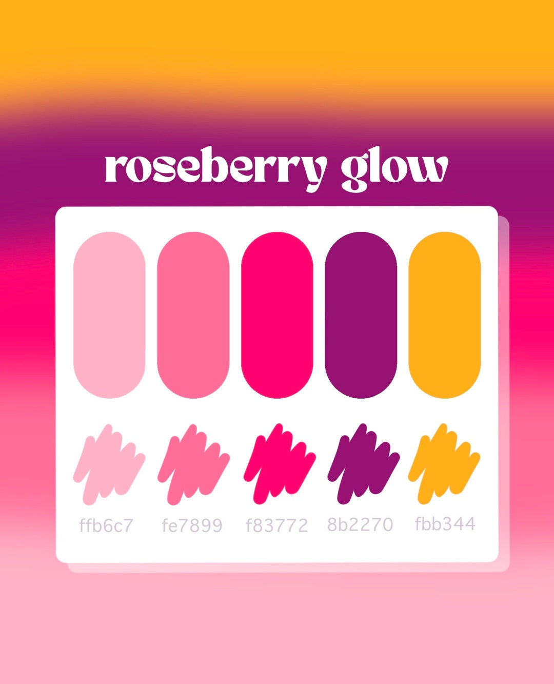 Roseberry Glow Digital Art Color Palette With Hex Codes - Etsy