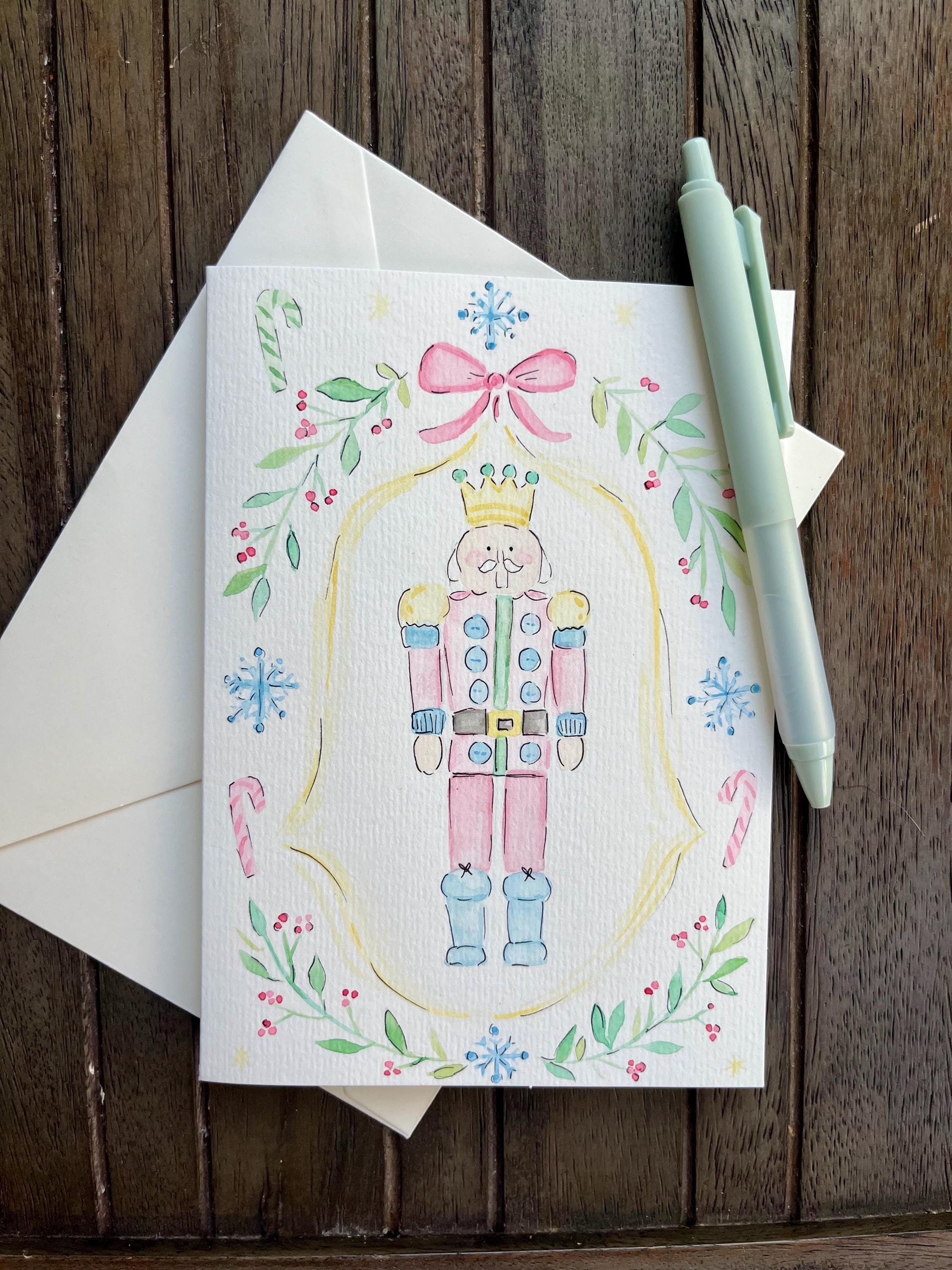Holiday Nutcracker Card - Hand Painted Watercolor Merry Christmas Greeting Card - Etsy